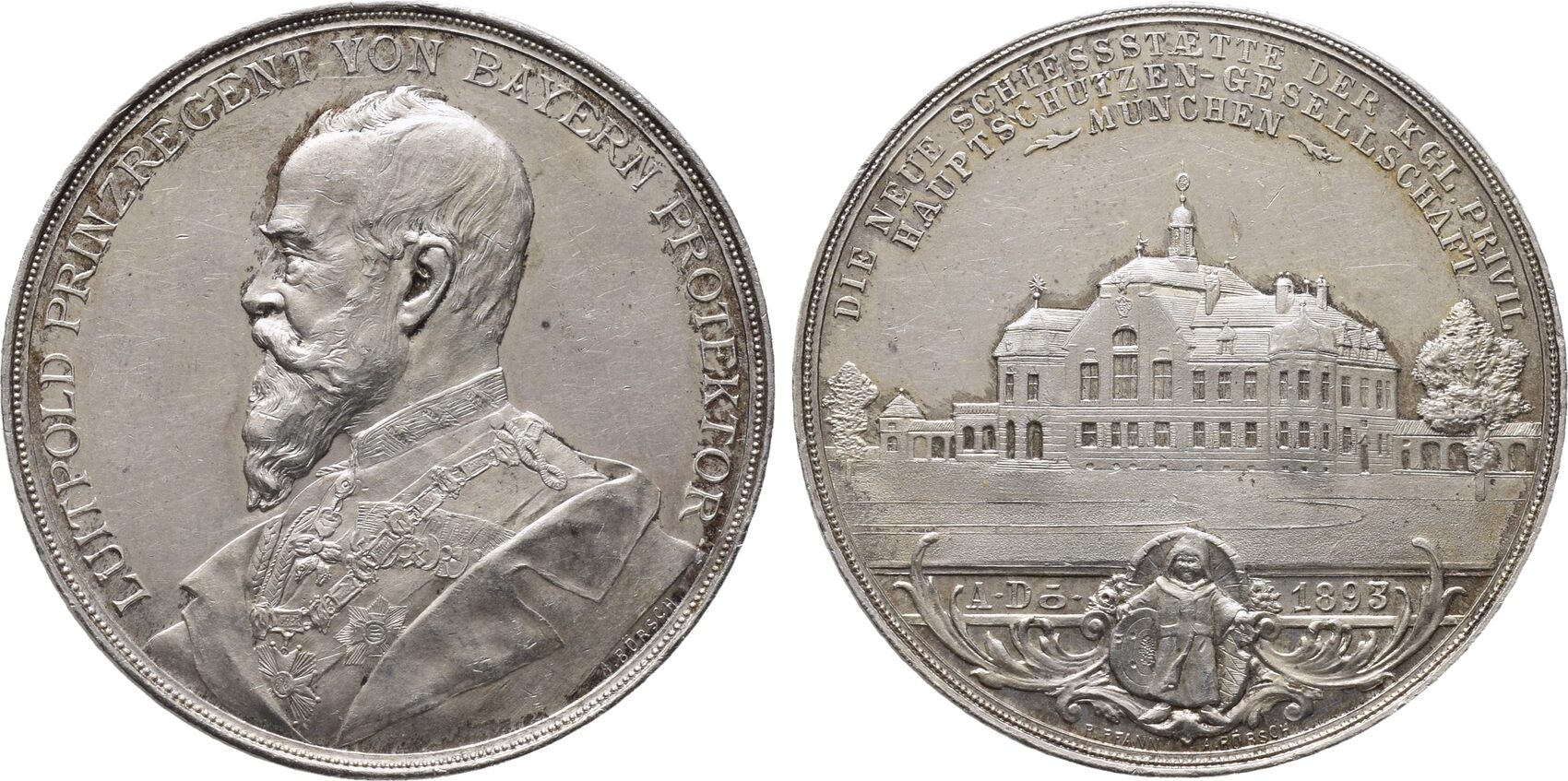 Bayern Silbermedaille 1893. Luitpold 1886-1912, auf die Eröffnung der ...