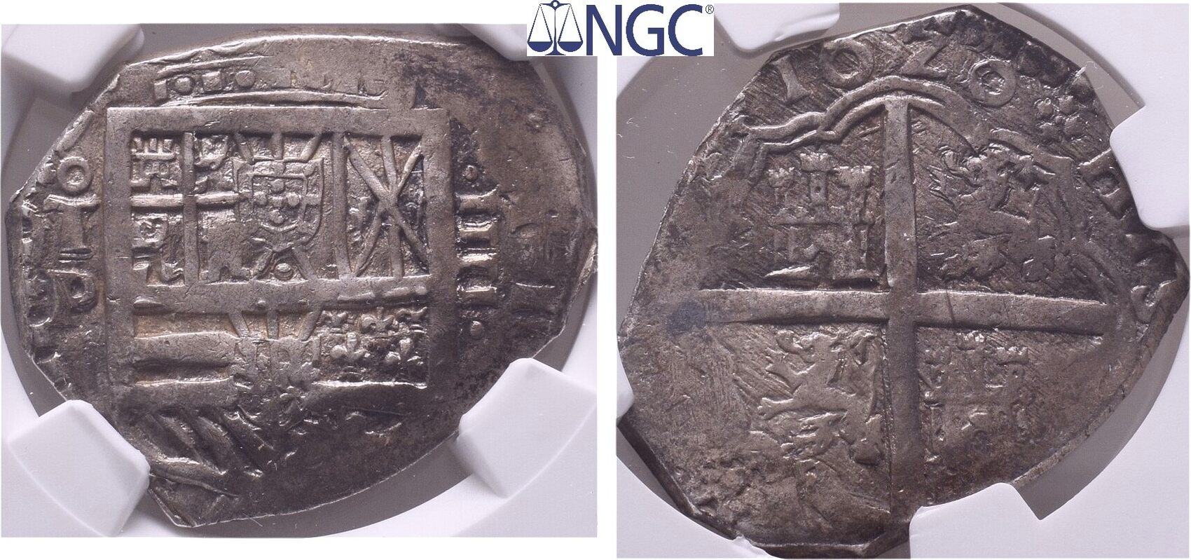 Spanien Cob 4 Reales 1620 P, Toledo. Philip III. 1598-1621. Ship Treasure. NGC XF Details | MA-Shops
