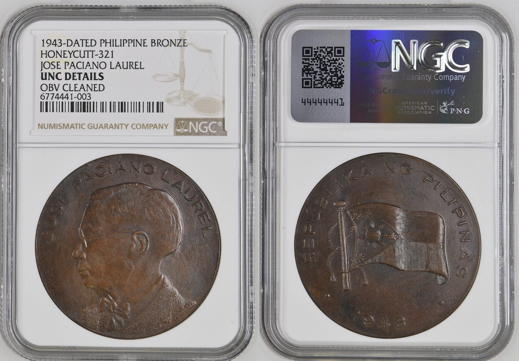 Philippinen, unter japanischer Besatzung, Bronzemedaille 1943. Von C ...