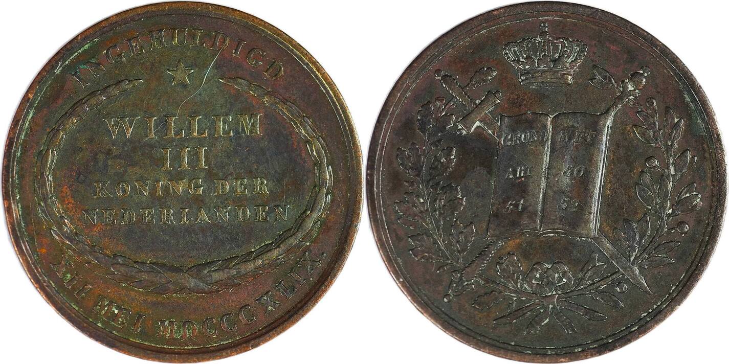 Netherlands Historical medal 1849 Inauguration of King Willem III in ...