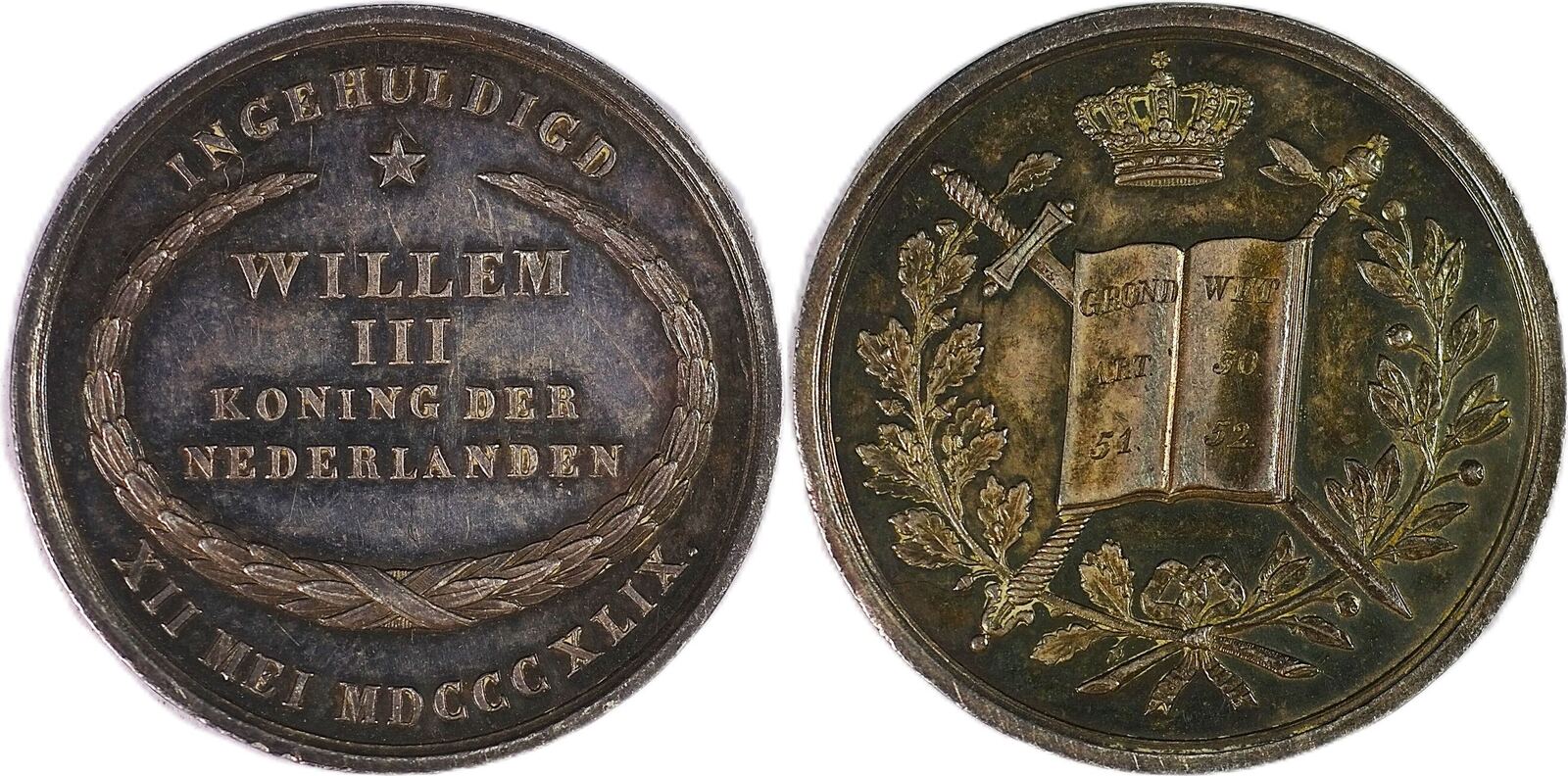 Netherlands Historical medal 1849 Inauguration of King Willem III in ...