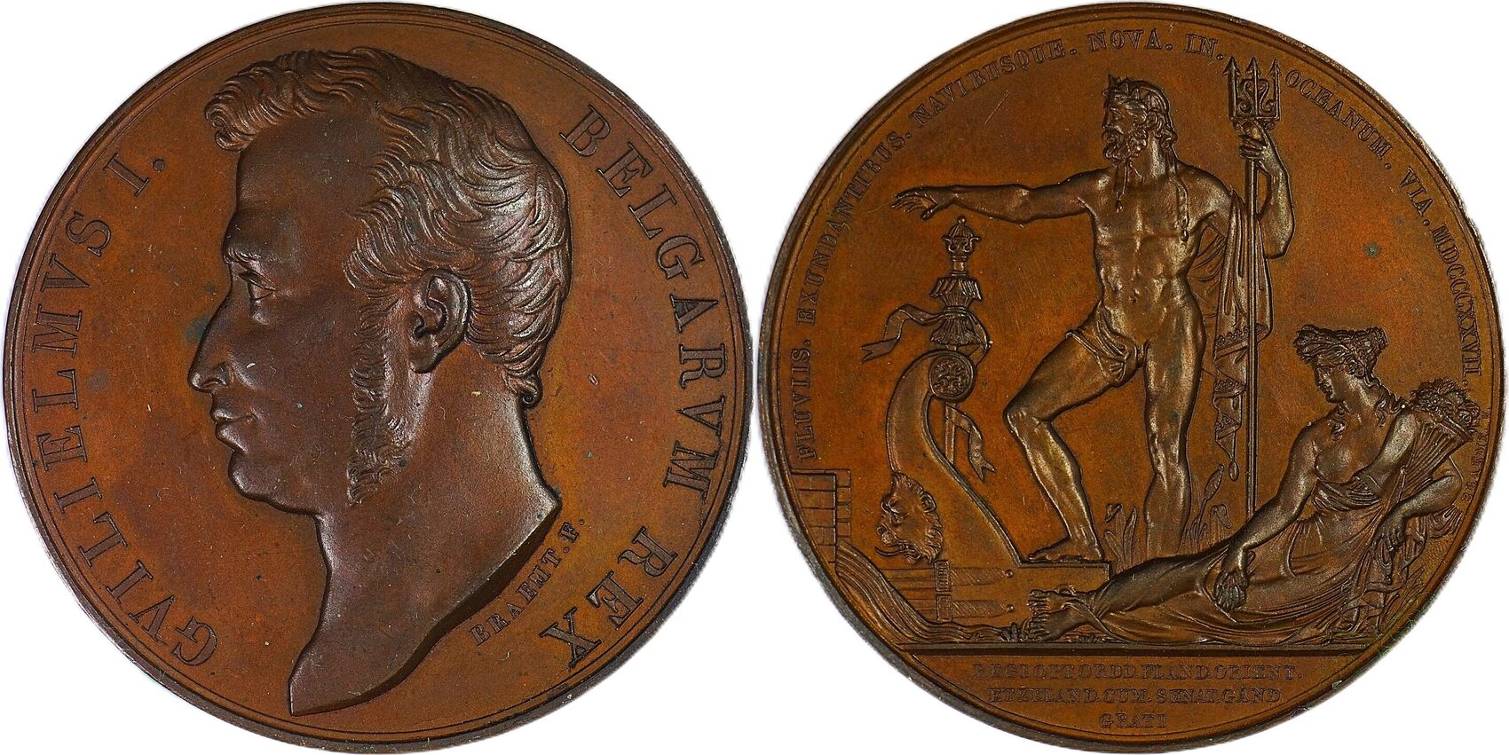 Netherlands Historical medal 1815 Tribute to King Willem I for the construction of the Ghent ...