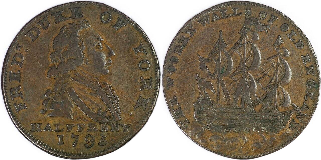 England / Middlesex 1/2 Penny token 1795 Prince Frederick, Duke of York ...