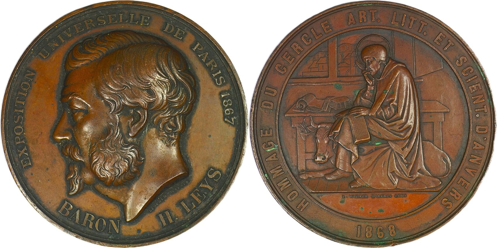 Belgium Historical medal 1868 Tribute to Baron Henri Leys – Paris ...