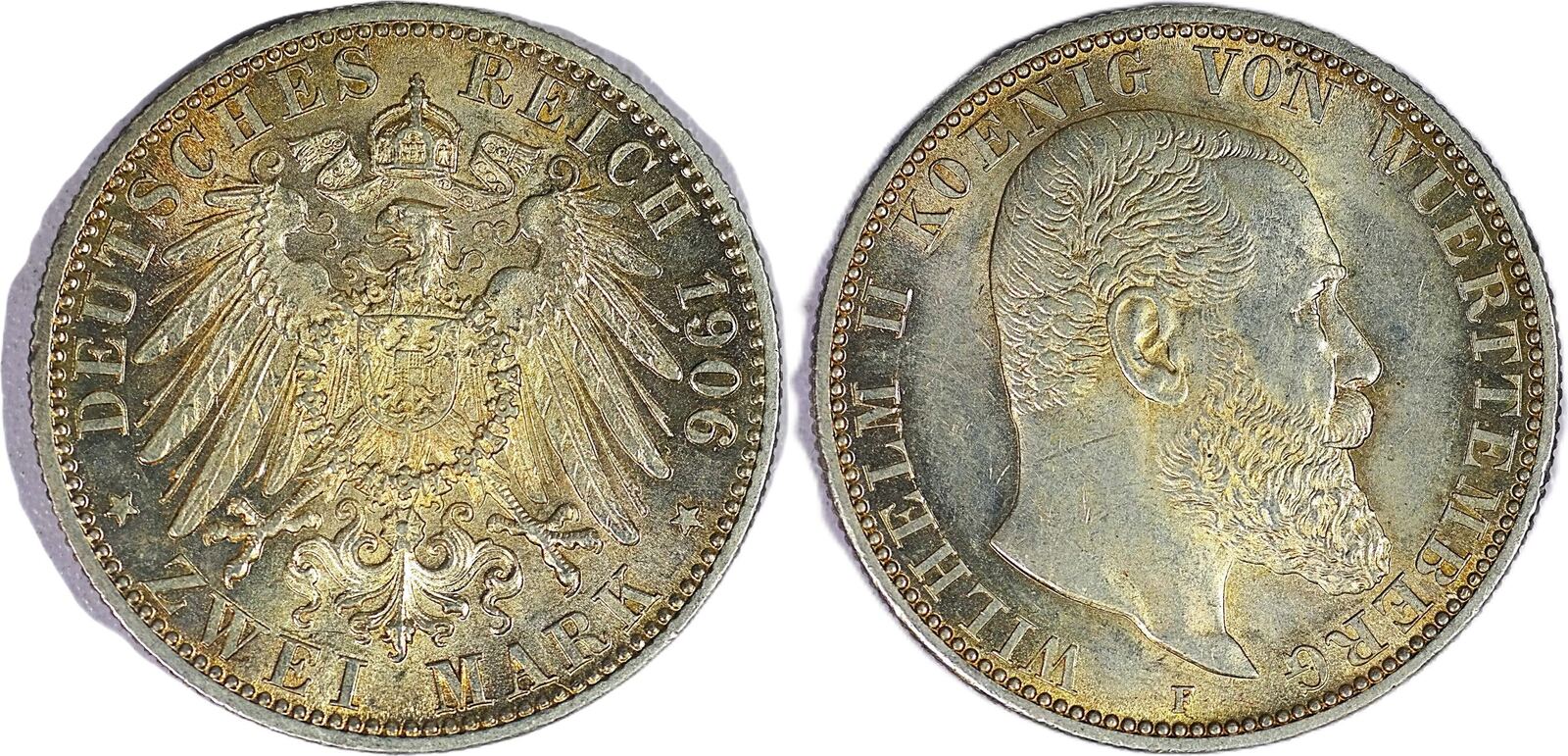 Germany / Württemberg 2 Mark 1906 King Wilhelm II EF | MA-Shops