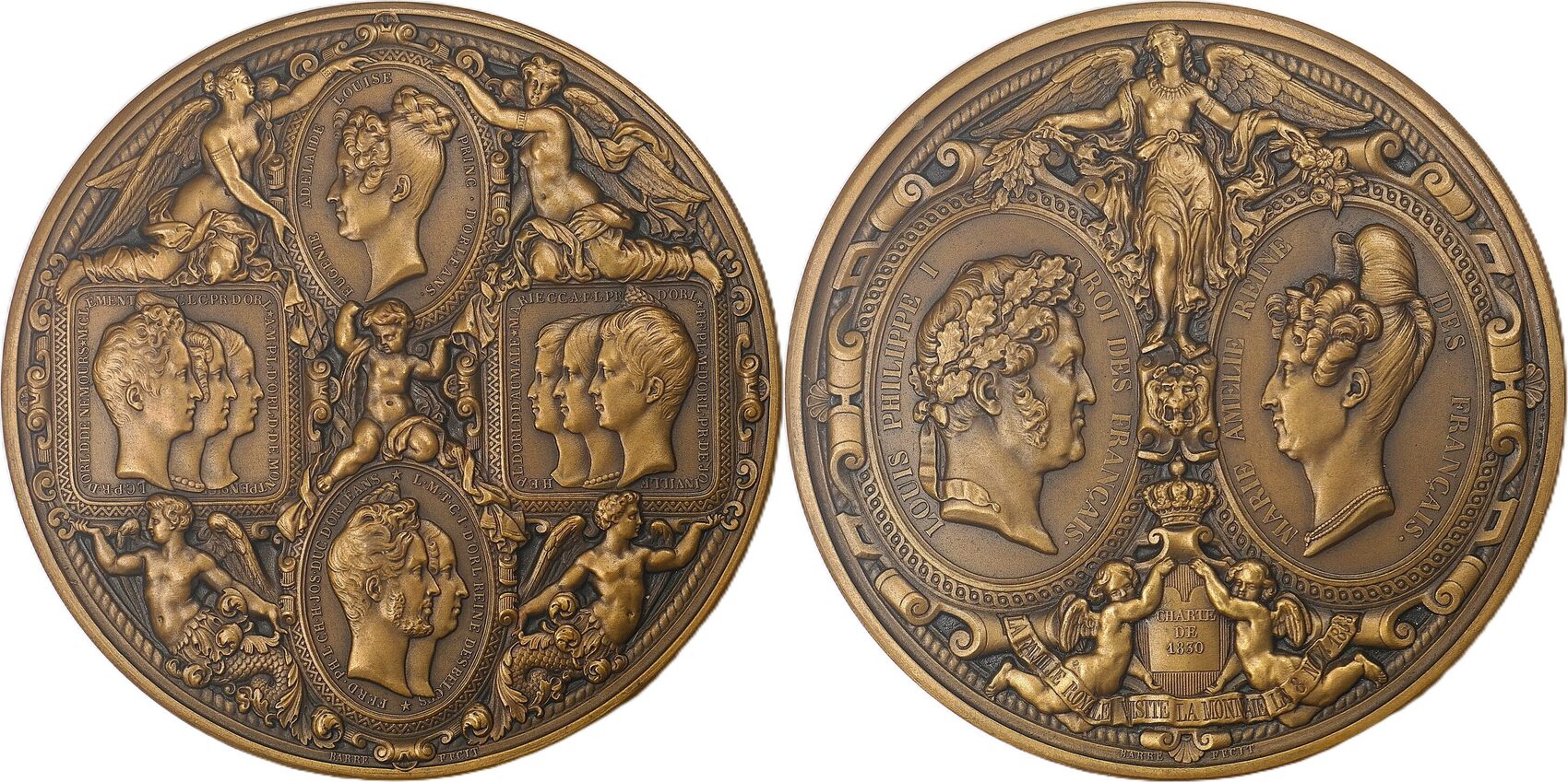 France Historical medal (1823) RESTRIKE - Visit of the Royal family to ...
