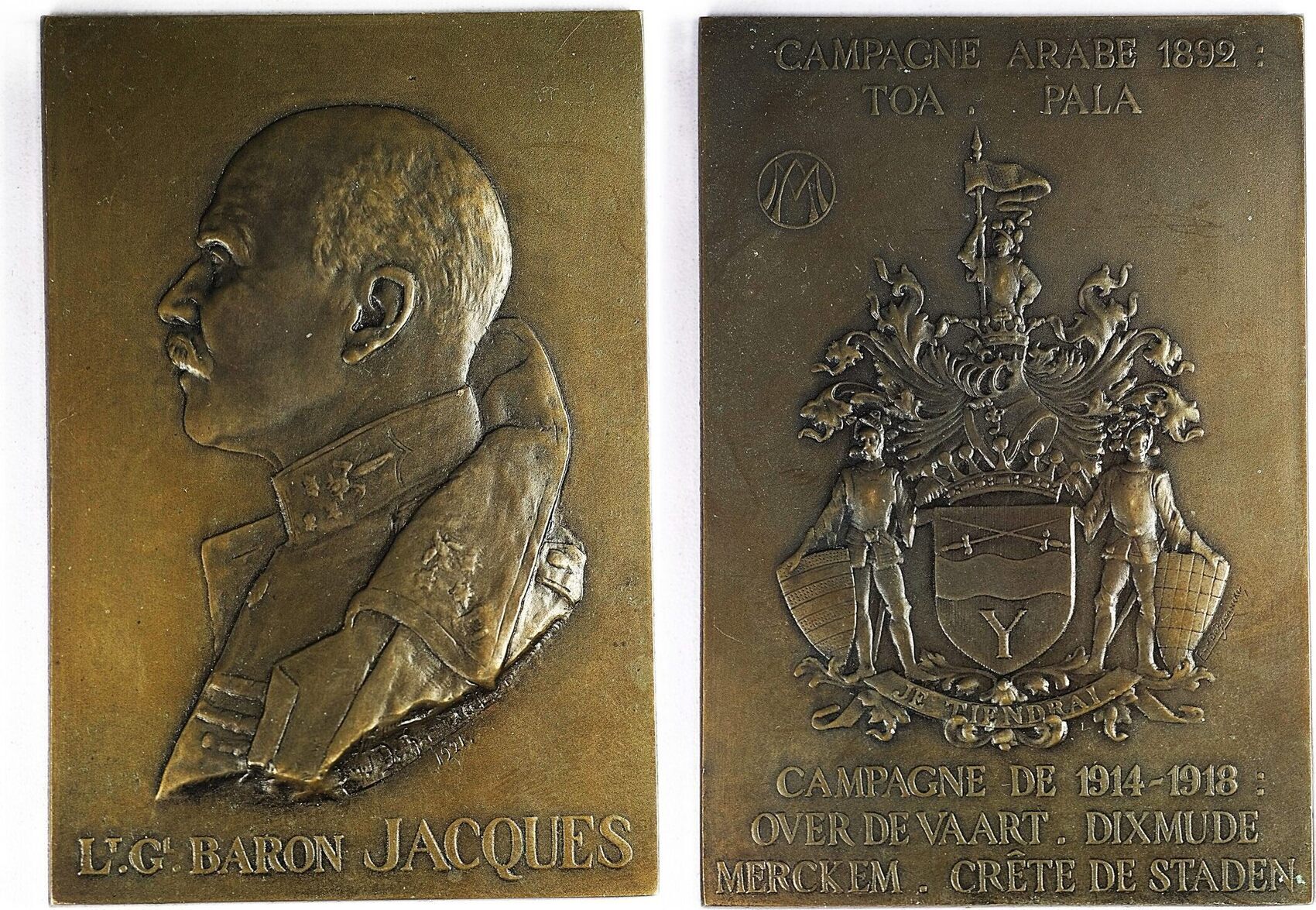 Belgium Historical medal 1921 Lieutenant General Baron Jacques – Arab ...