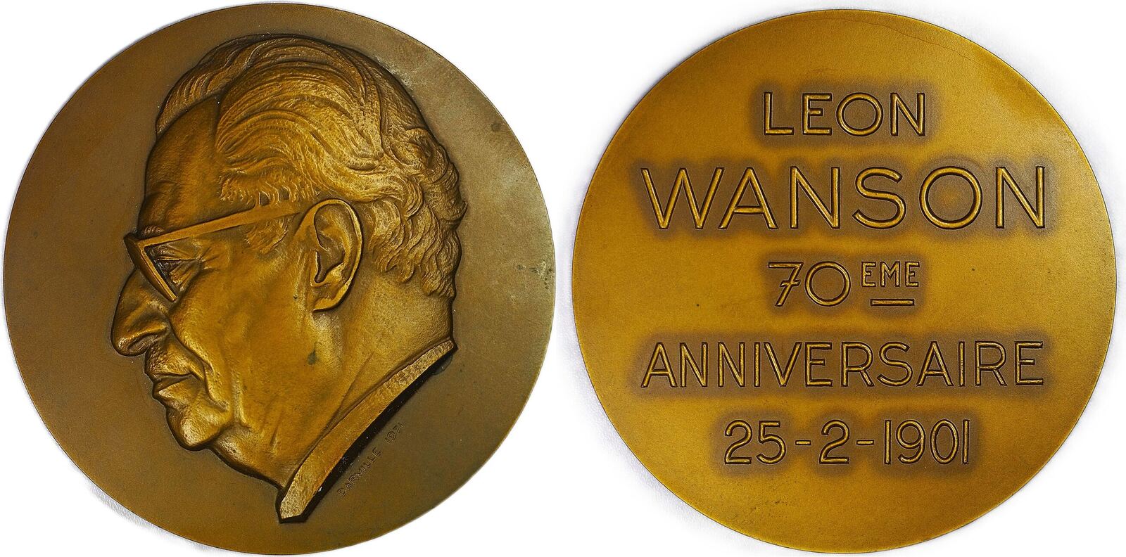 Belgium Historical medal 1971 70th anniversary of the birth of Léon ...