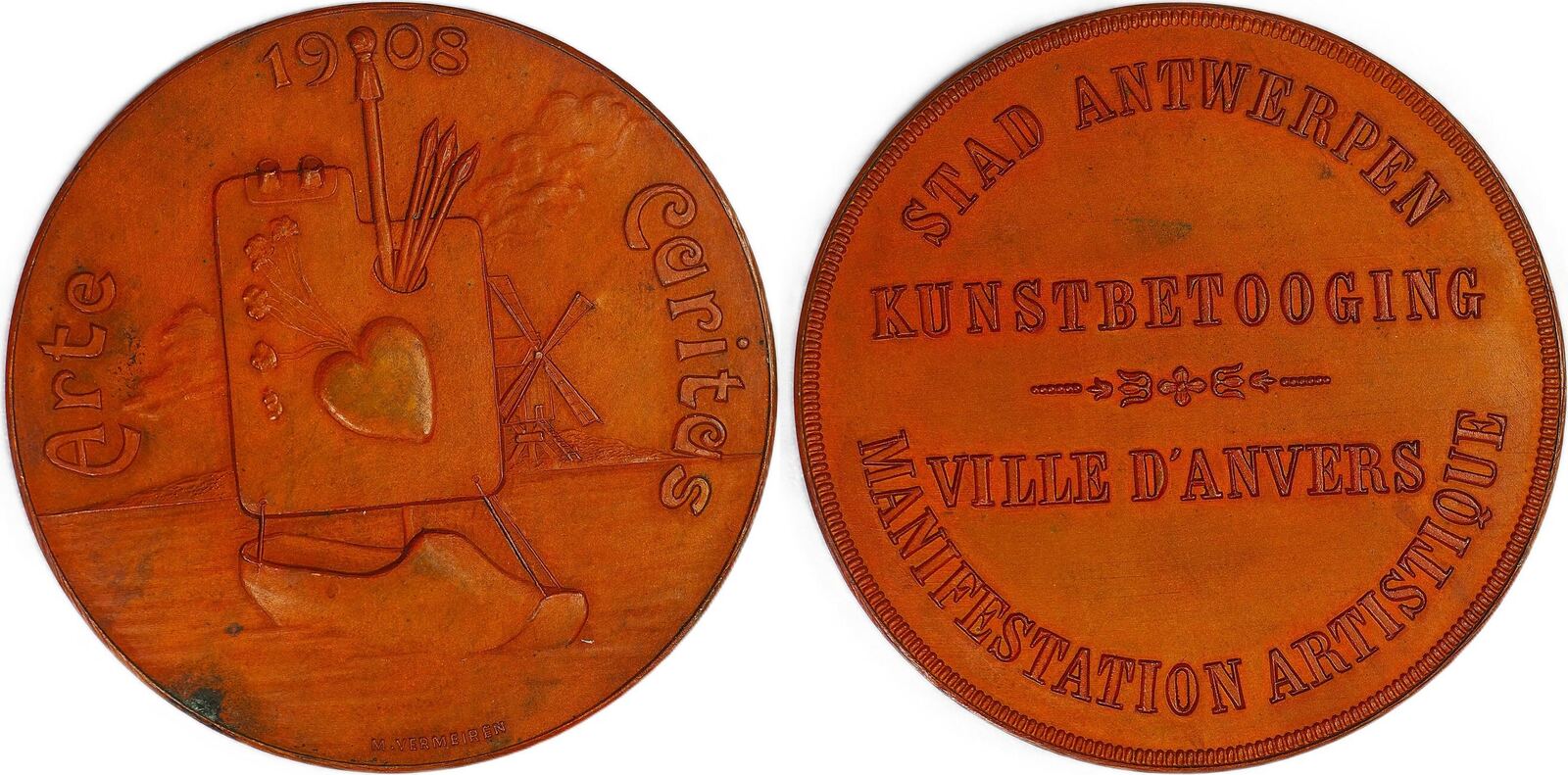 Belgium Historical medal 1908 Art demonstration of the city of Antwerp ...