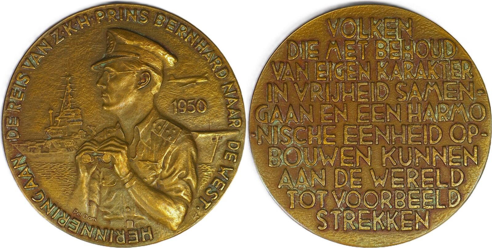 Netherlands Historical medal 1950 Journey of Prince Bernhard to the ...