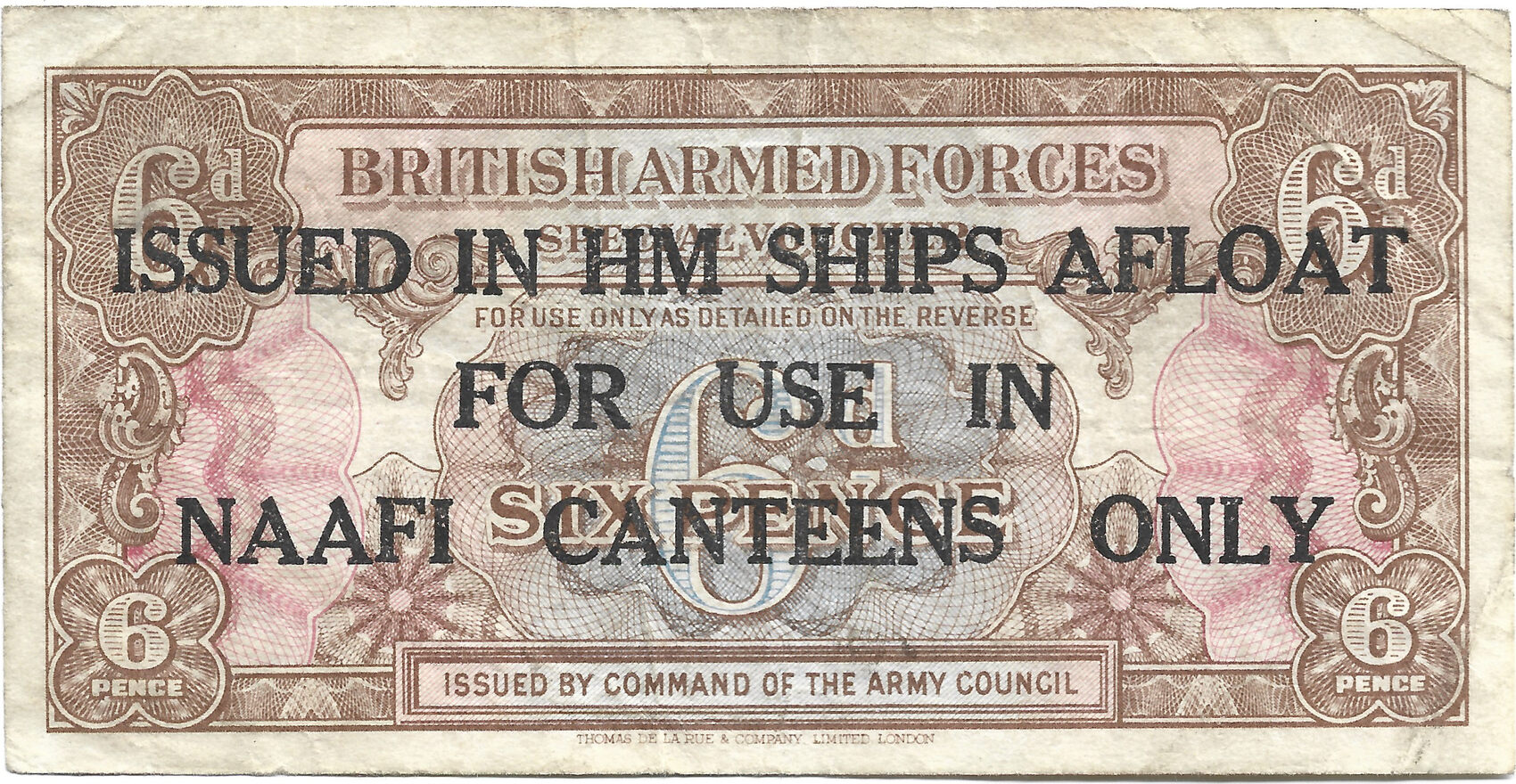 British Armed Forces 6 pence 1947 NAAFI OVERPRINT - force T - Rare VF ...