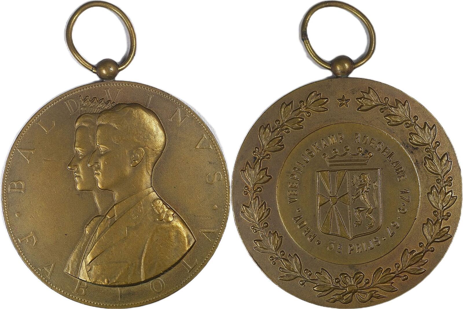 Belgium Historical medal 1967 Boudewijn & Fabiola - 3rd Prize Livestock ...
