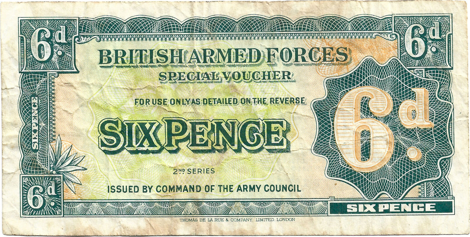 British Armed Forces 6 Pence 1961 2nd Series - Watermarked paper VF ...