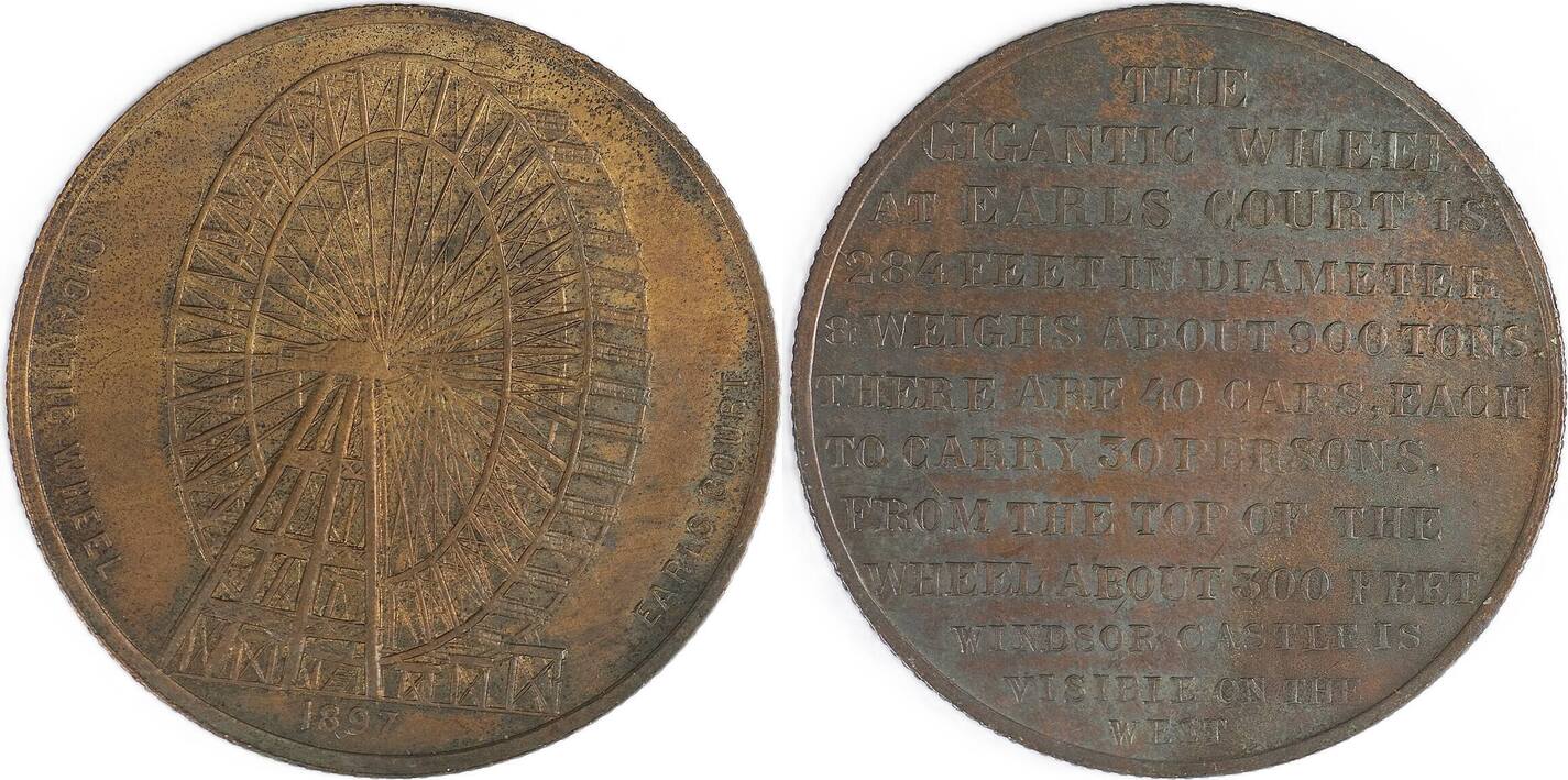 United Kingdom Historical medal 1897 Gigantic Wheel Token - Earls Court ...