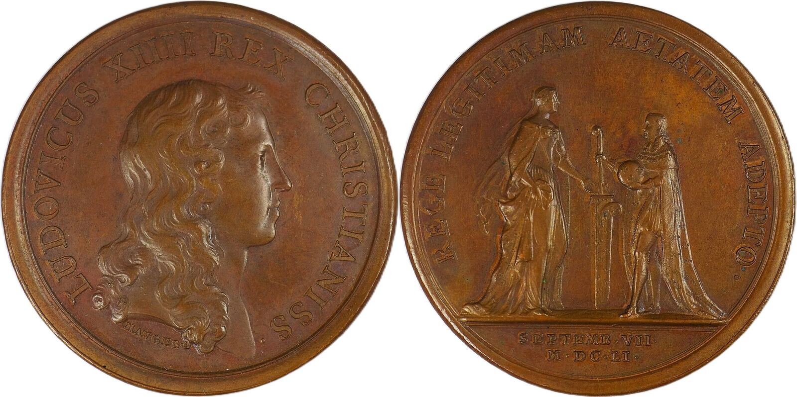 France Historical medal 1651 (Later strike, 19th Majority of King Louis ...