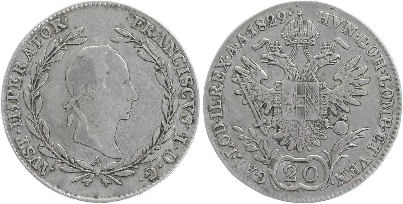 RDR Habsburg 20 Kreuzer 1829 A Franz II. (I.) 1792-1835 VF | MA-Shops
