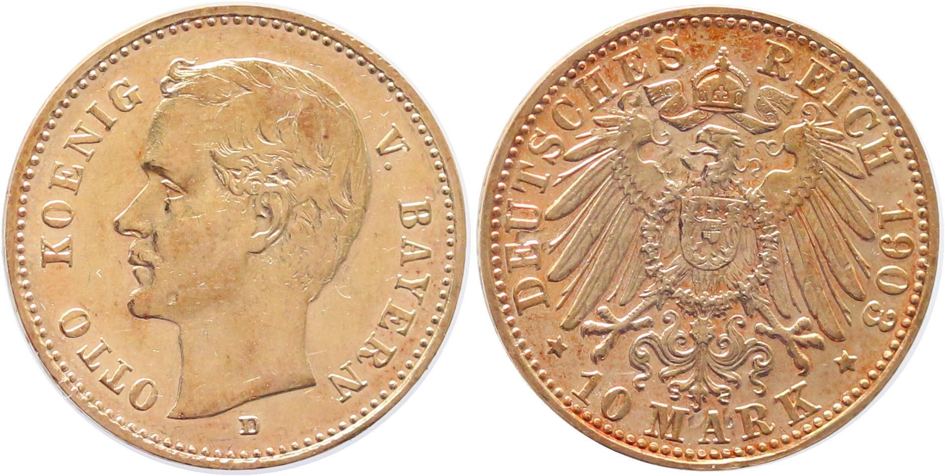 Bayern 10 Mark GOLD 1903 D Otto 1886-1913 VF | MA-Shops