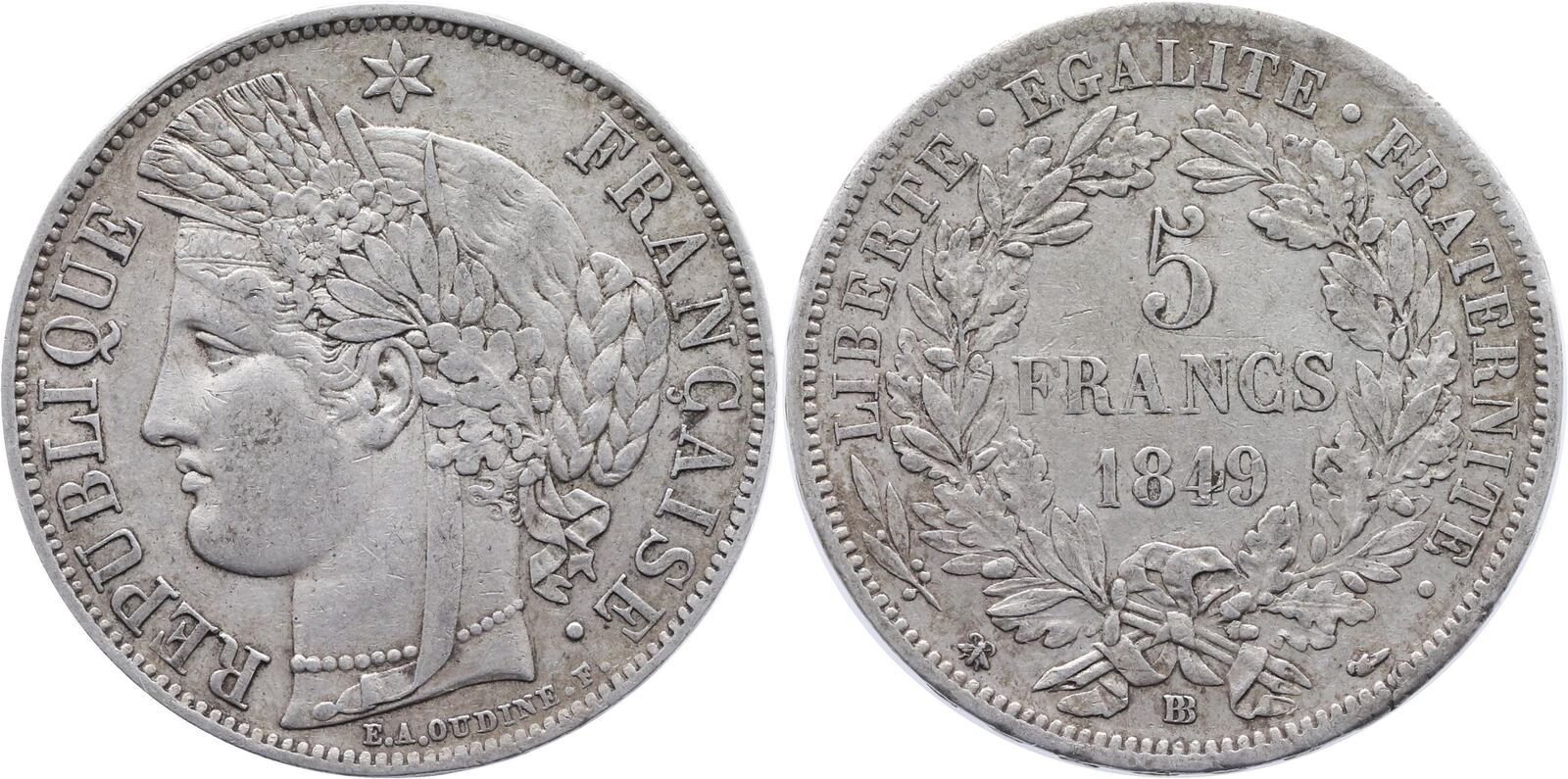 Frankreich 5 Francs Silber 1849 BB II. Republik 1848-1852 VF | MA-Shops