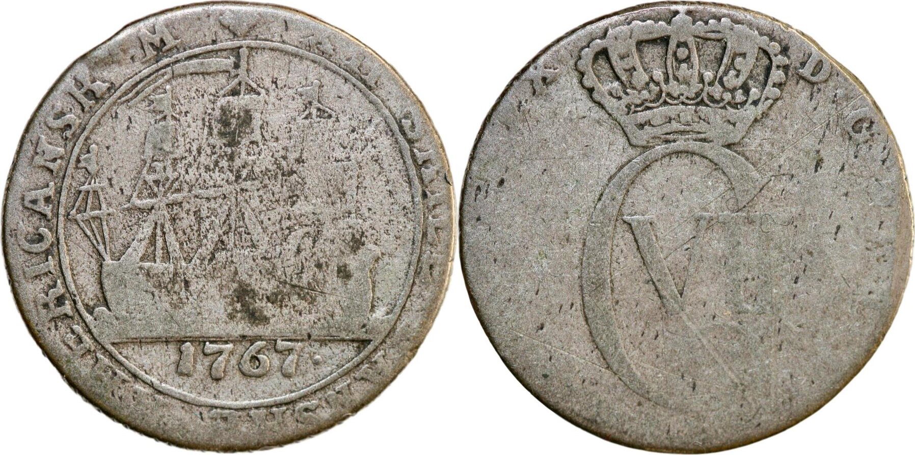 Denmark 12 skilling 1767 Danish West Indies VG / F | MA-Shops