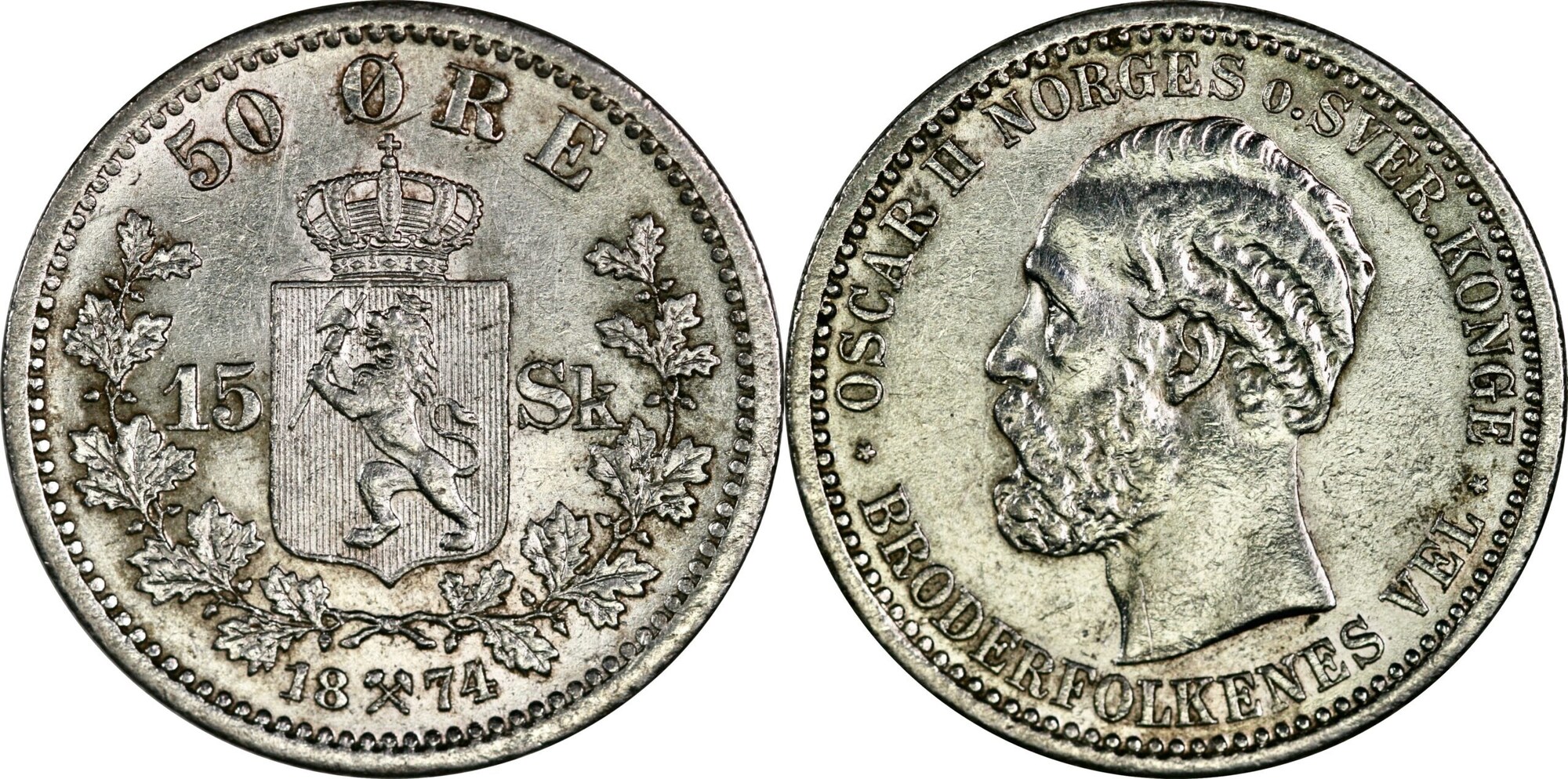 50 øre 1874 Norway / 15 skilling | MA-Shops
