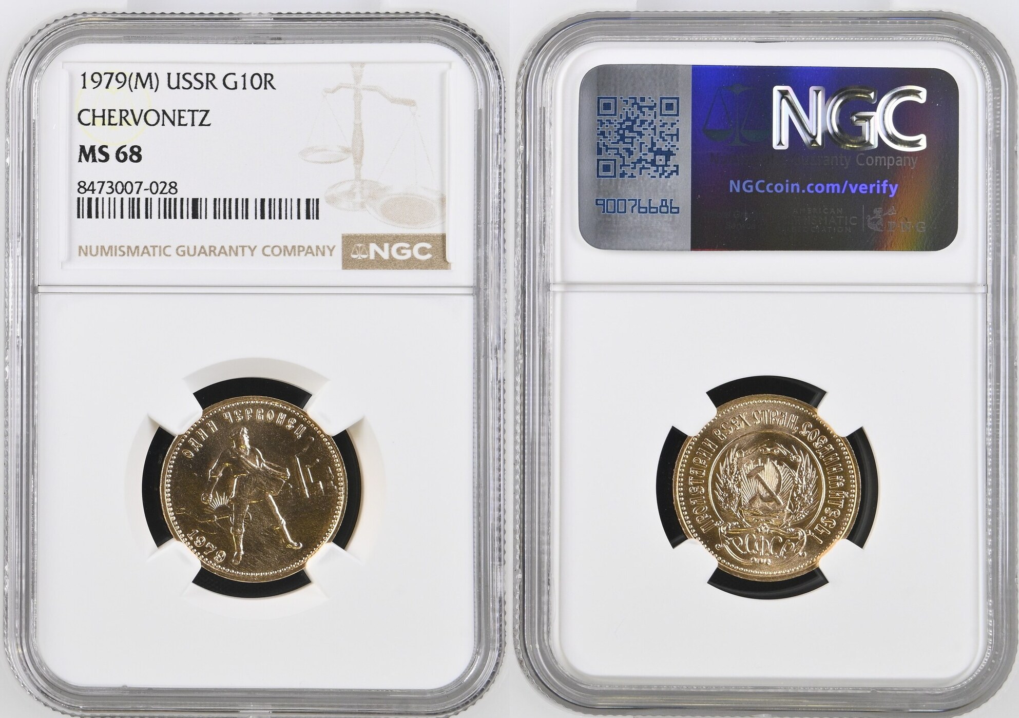 G10R 1979(M) USSR gold Chervonetz 10 Roubles 1979 MMД MS68 NGC NGC MS ...