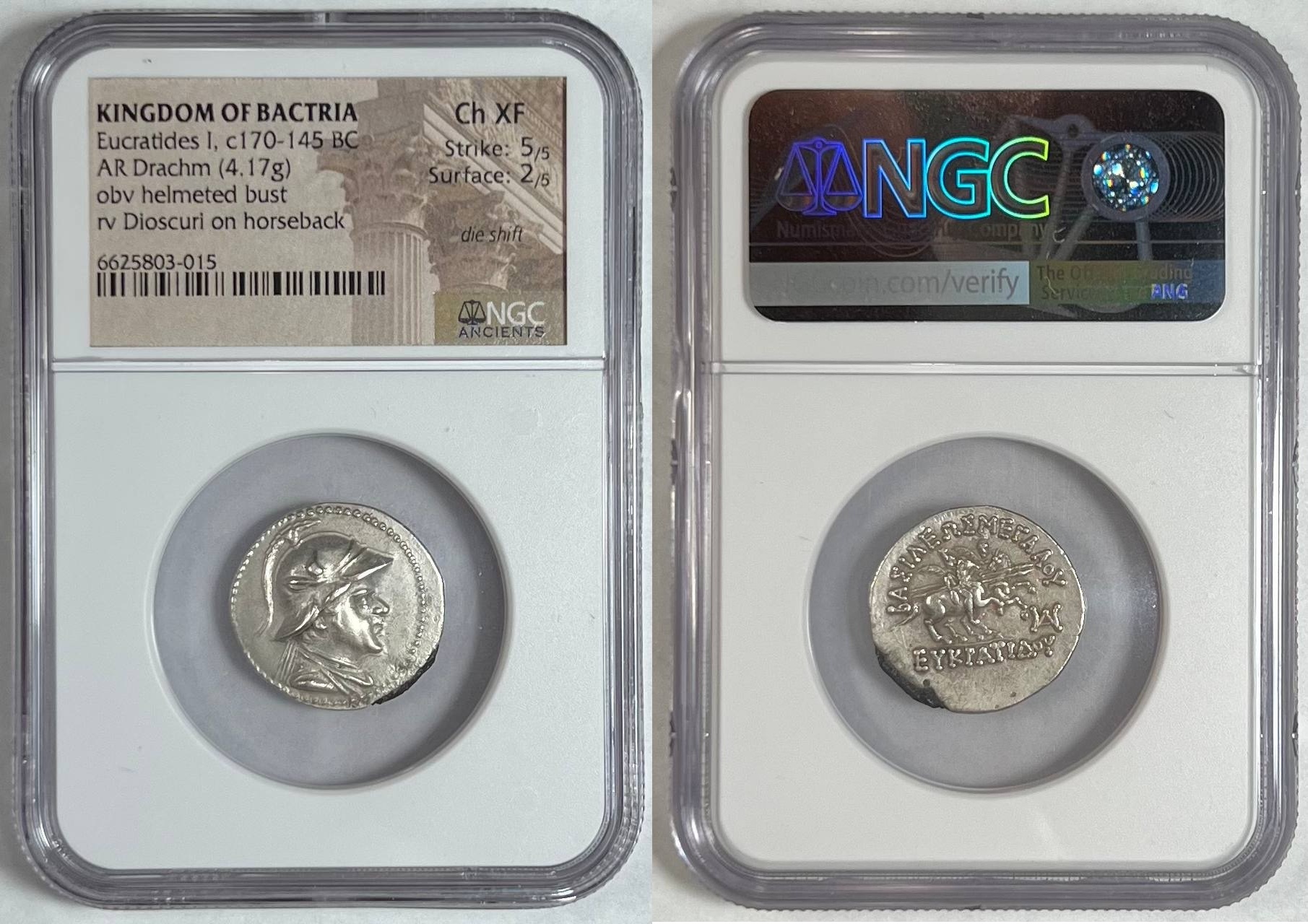 Eucratides I, c170-145 BC AR Drachm Eucratides I c170-145 BC KINGDOM OF ...