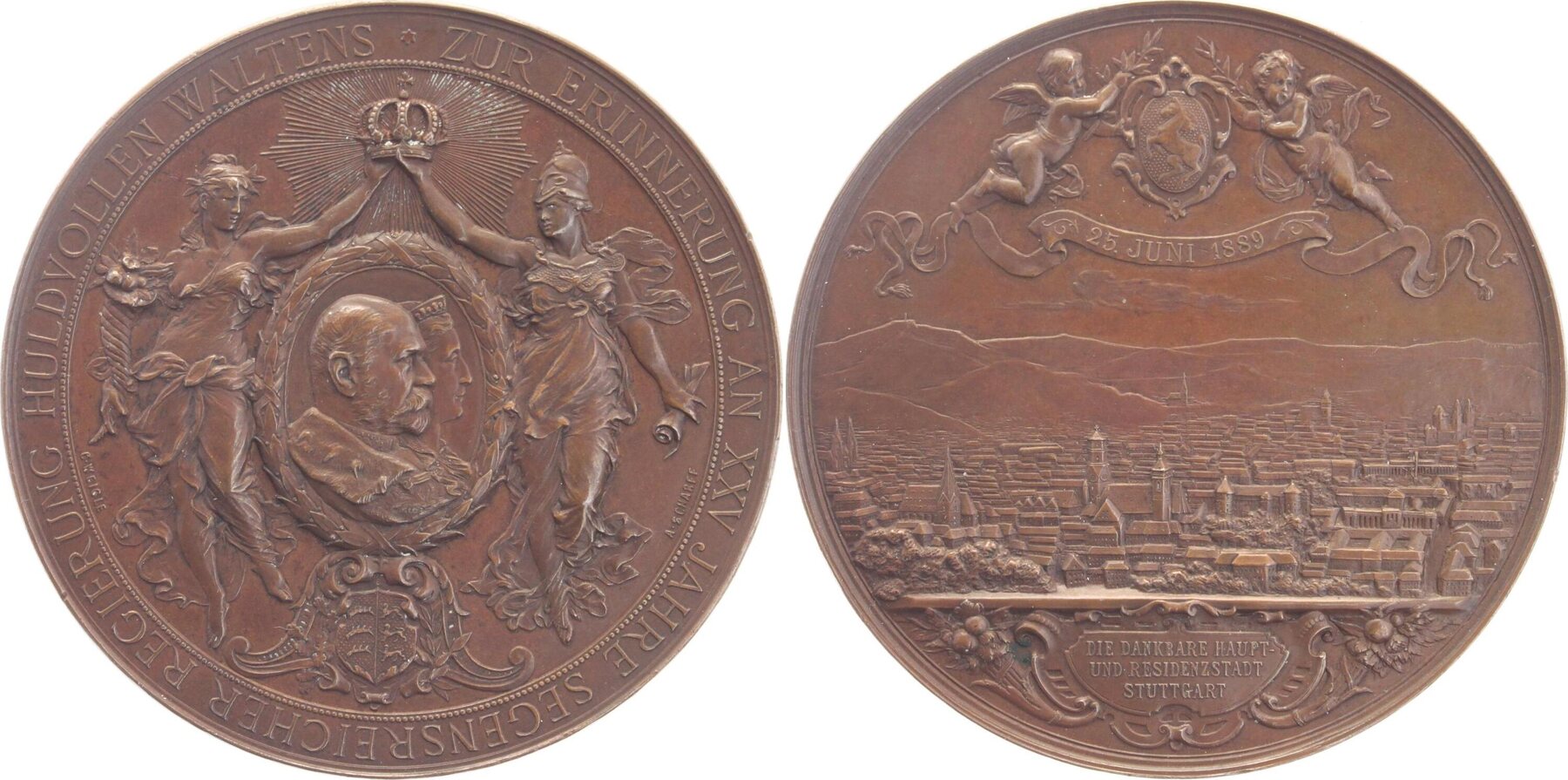 Württemberg Br.-Medaille (von Carl Weigle/Stuttgart u. Anton Scharff ...
