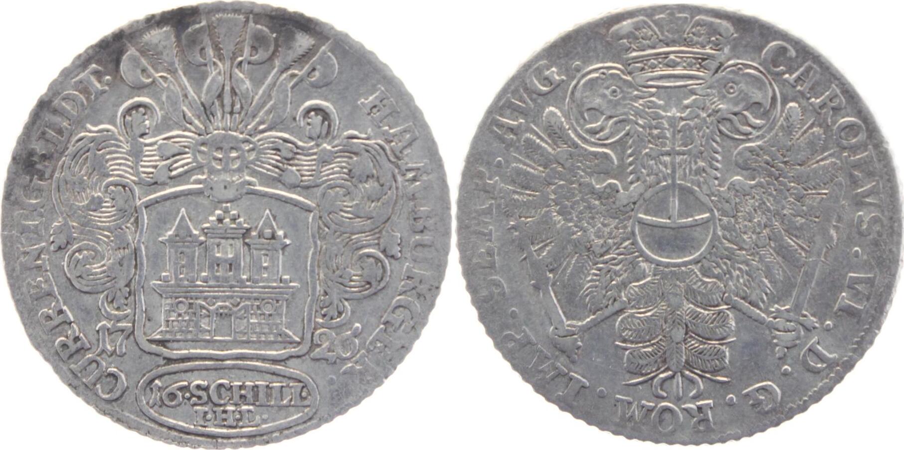 Hamburg-Stadt 16 Schilling 1726 Patinafleck, VF | MA-Shops