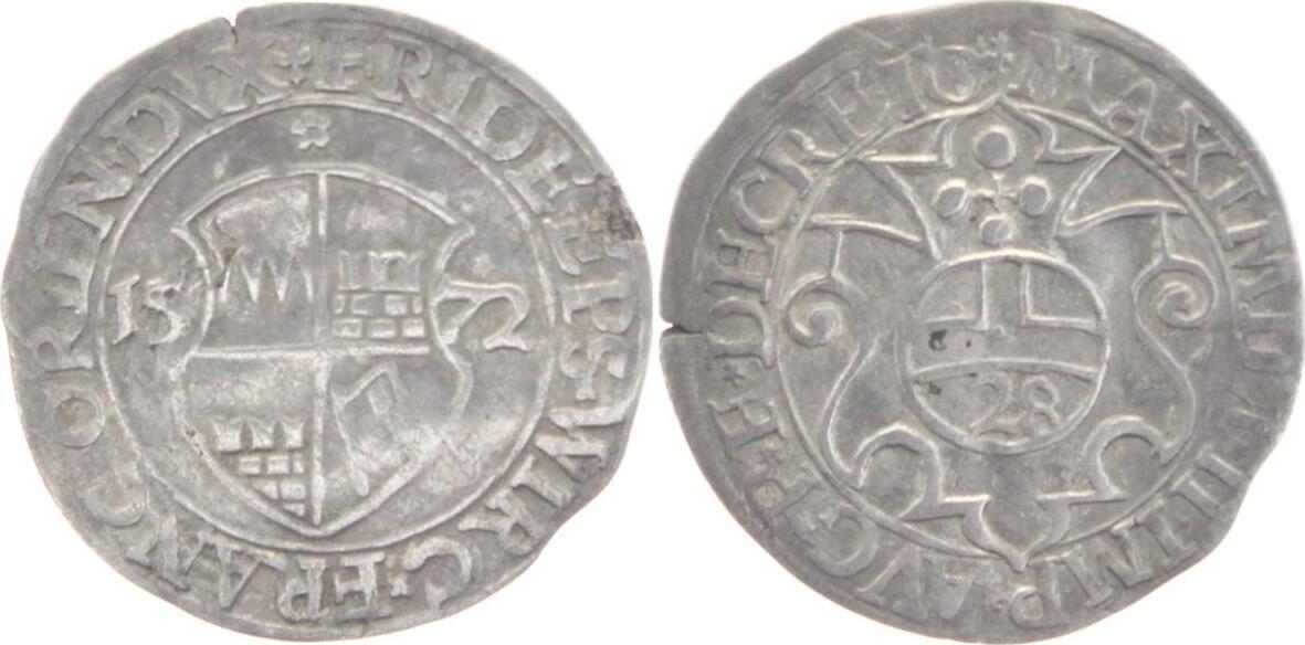 Würzburg-Bistum Schilling 1572 Friedrich von Wirsberg 1558-1573. SF und ...
