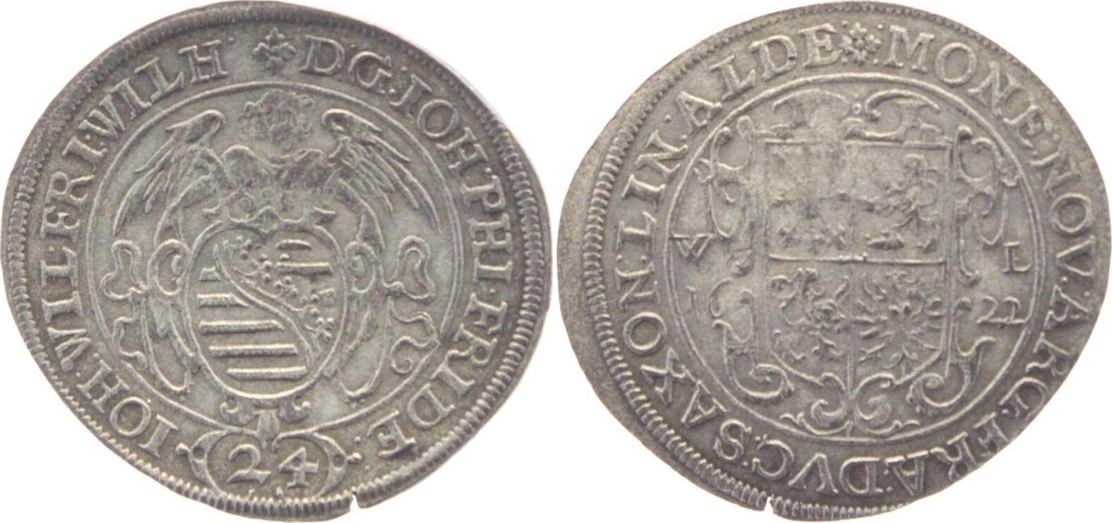 Sachsen-Altenburg Kipper-24 Kreuzer 1622 Johann Philipp und seine 3 Brüder 1603-1625. min. Rf ...