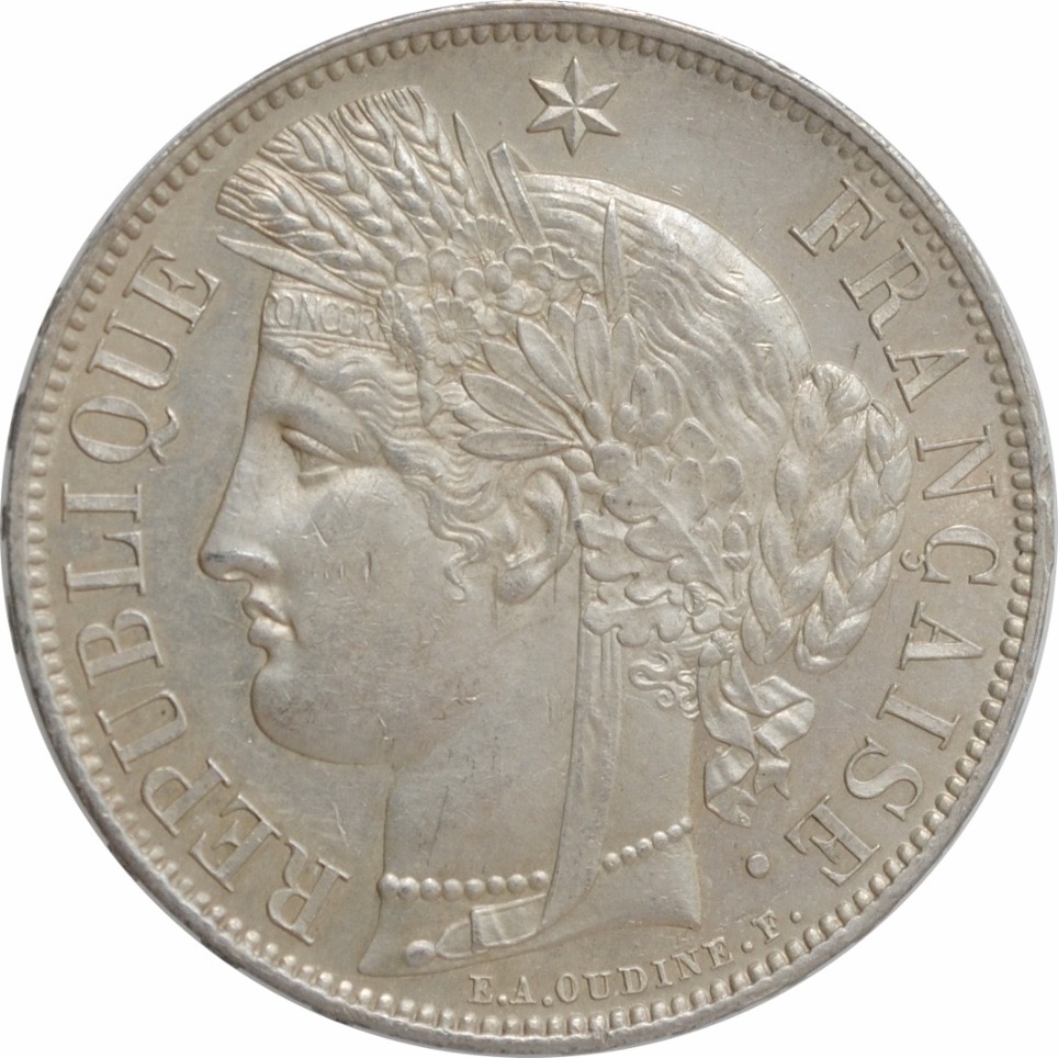 France 5 francs 1850 A, NGC MS62, Second Republic (1848 - 1851) France 1850 A, NGC MS62, Second ...