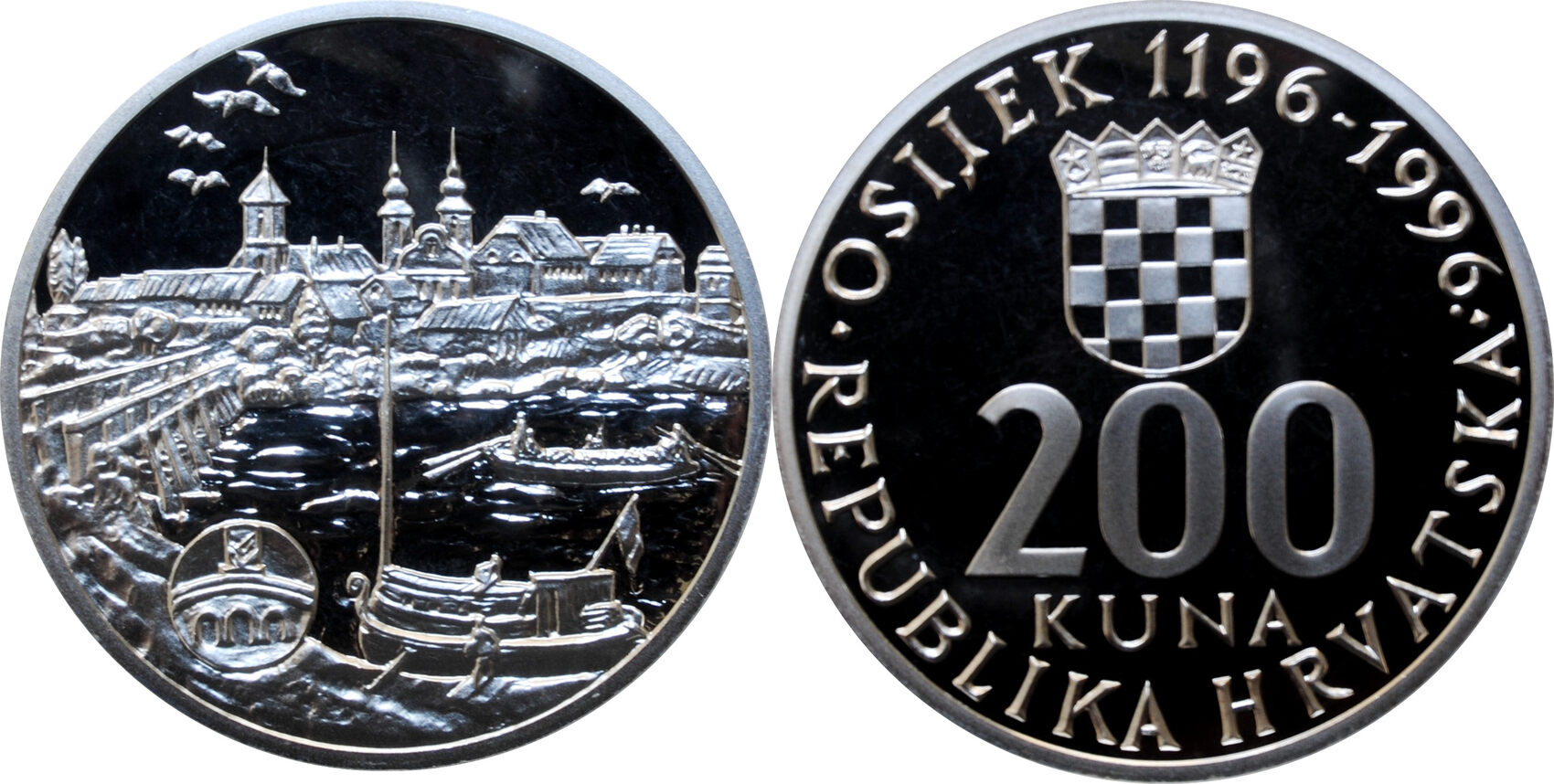 Croatia 200 kuna 1996, PROOF, 800th Anniversary - Osijek | MA-Shops