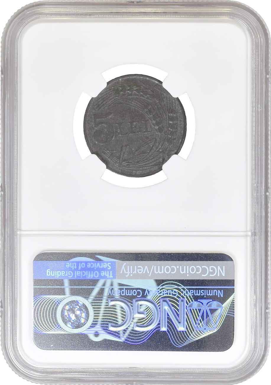 Romania 5 lei 1942, NGC MS62, King Michael I (1940 - 1947) Romania 1942, NGC MS62, King Michael ...