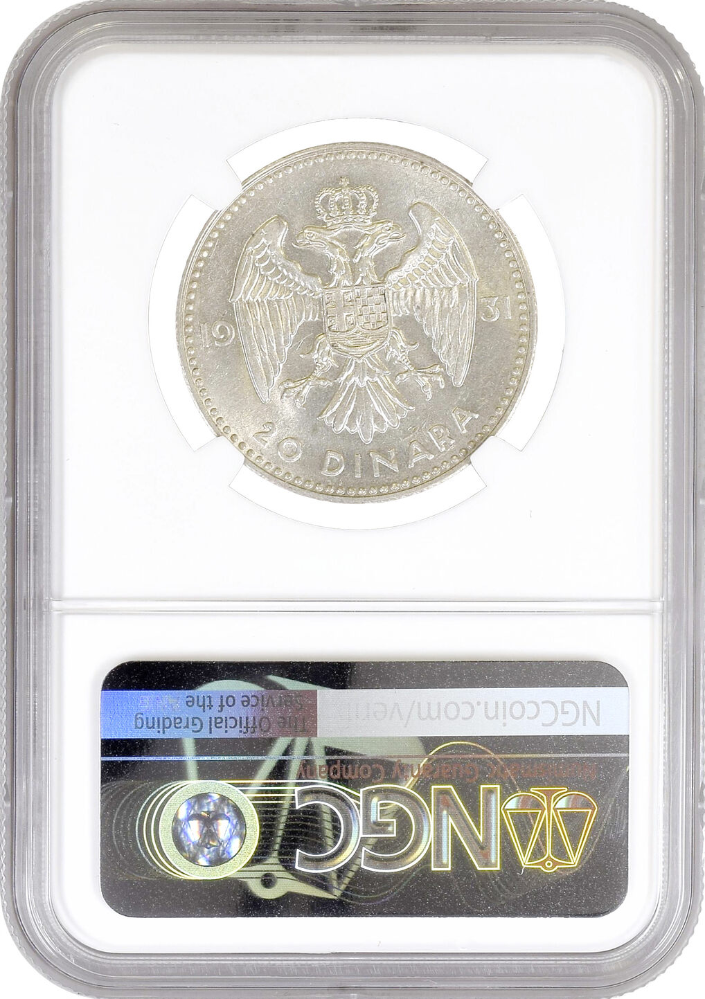 Yugoslavia 20 dinara 1931, NGC AU58, King Alexander I (1921 - 1934) Yugoslavia 1931, NGC AU58 ...