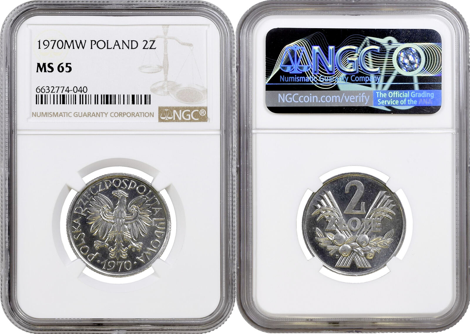 Poland 2 zlote 1970 MW, NGC MS65, People's Republic (1950 - 1990) Poland 1970 MW, NGC MS65 ...