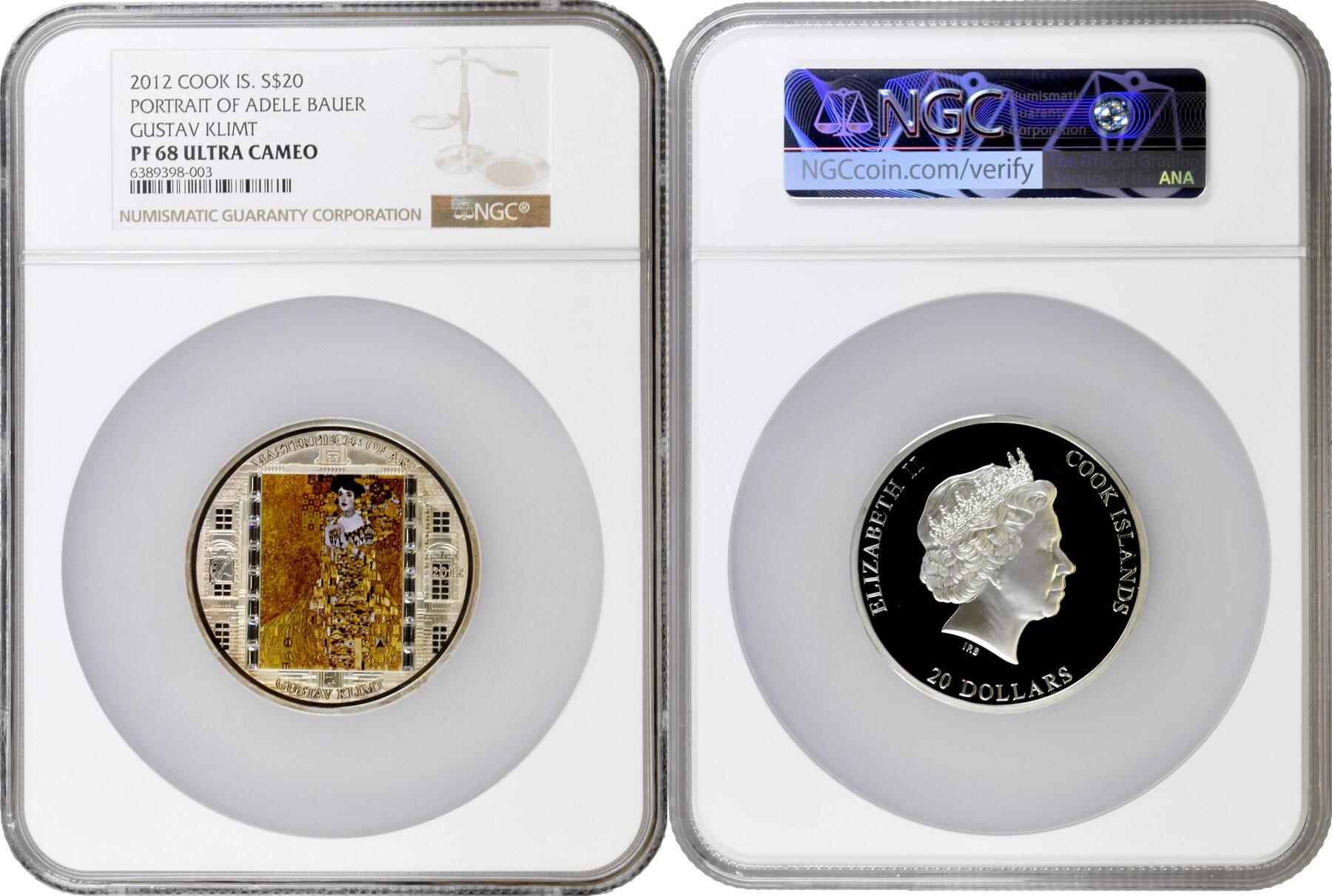 Cook Islands 20 dollars 2012, NGC PF68 UC, Masterpieces of Art - Gustav ...