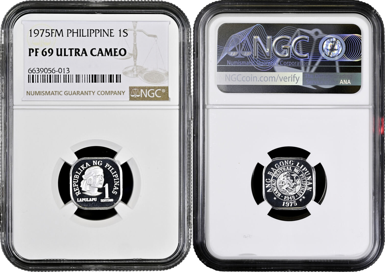 Philippines 1 sentimo 1975 FM, NGC PF69 UC, Lapulapu Philippines 1975 ...