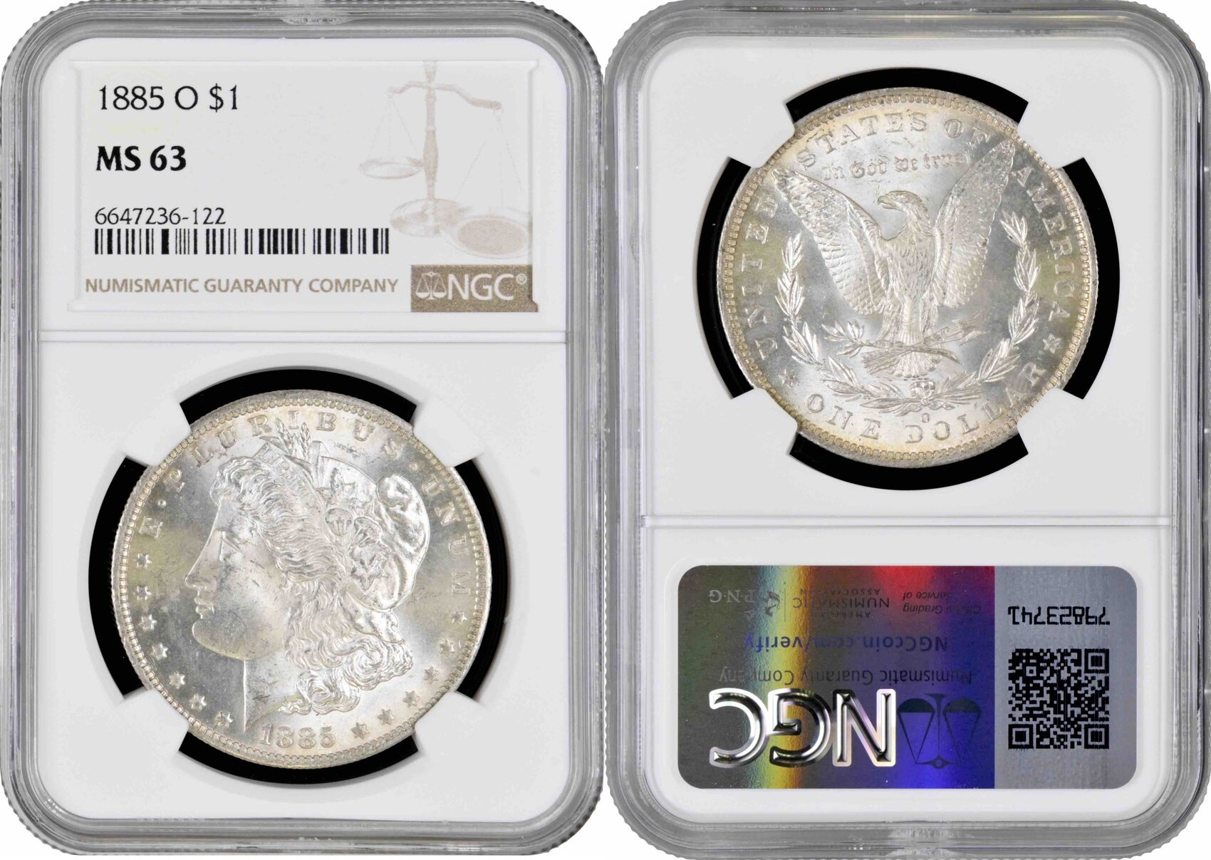 USA 1 Dollar 1885 O, NGC MS63, Morgan Dollar silver coin USA 1885 O, NGC MS63, Morgan Dollar ...
