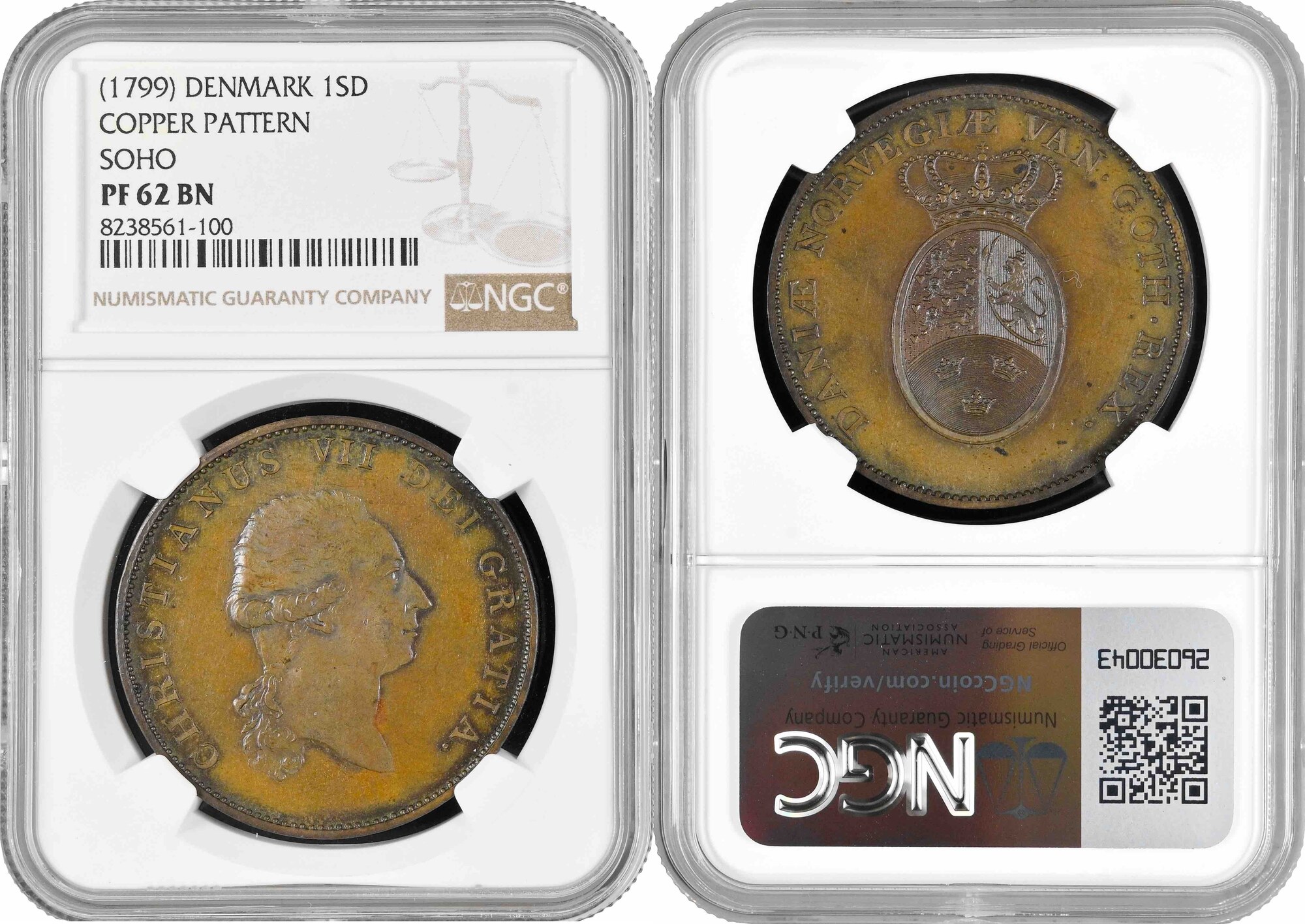 Denmark 1 speciedaler 1799, NGC PF62 BN PATTERN, Christian VII (1766 - 1808) Denmark 1799, NGC ...