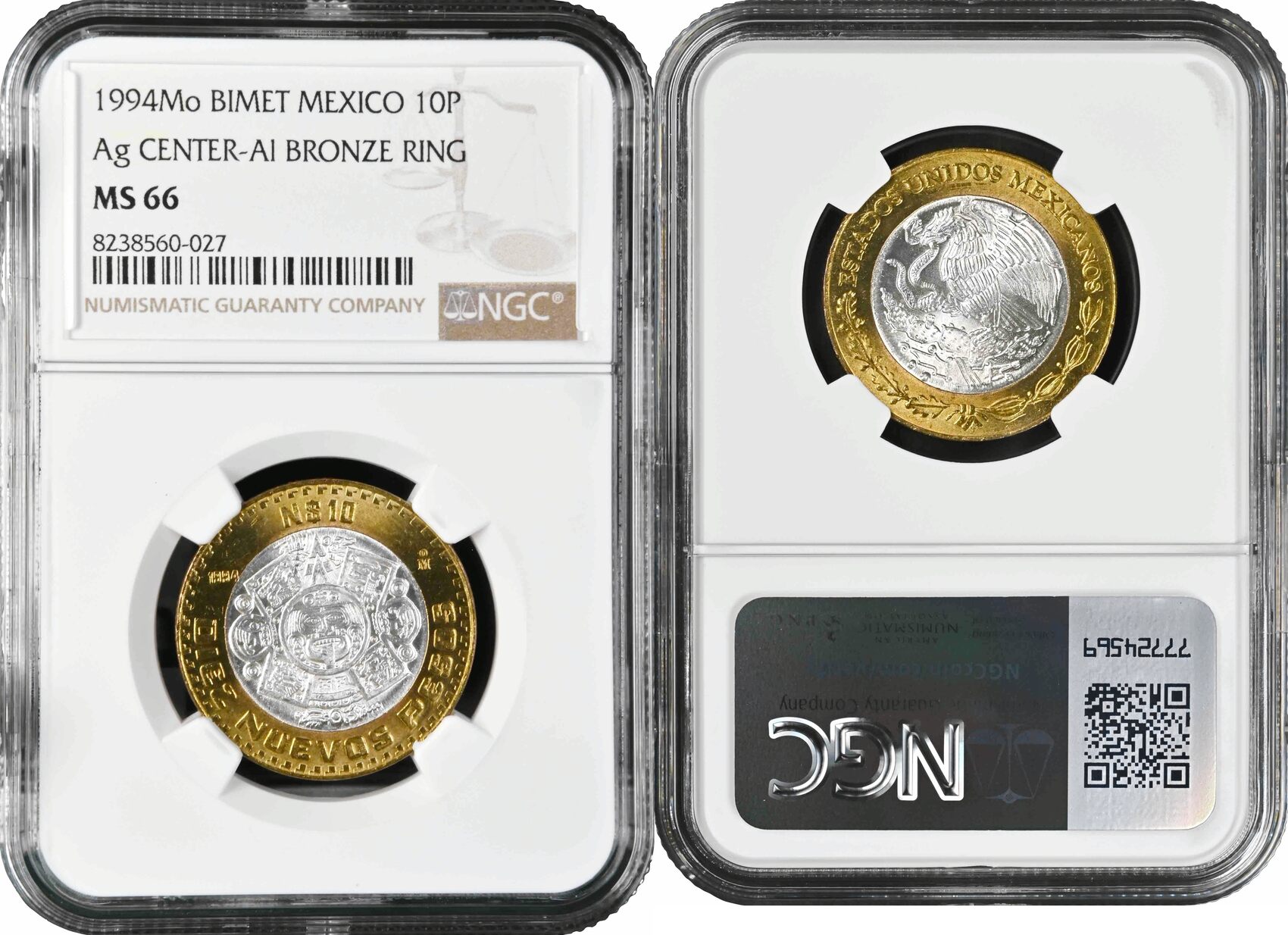 Mexico 10 pesos 1994 Mo, NGC MS66, United Mexican States (1992 - 2023 ...