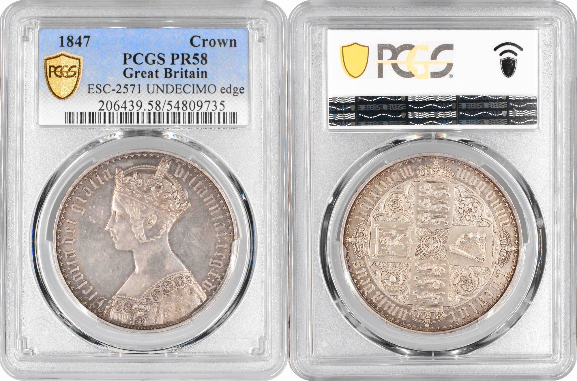 Great Britain 1 gothic crown 1847, PCGS PR58, Queen Victoria (1838 ...