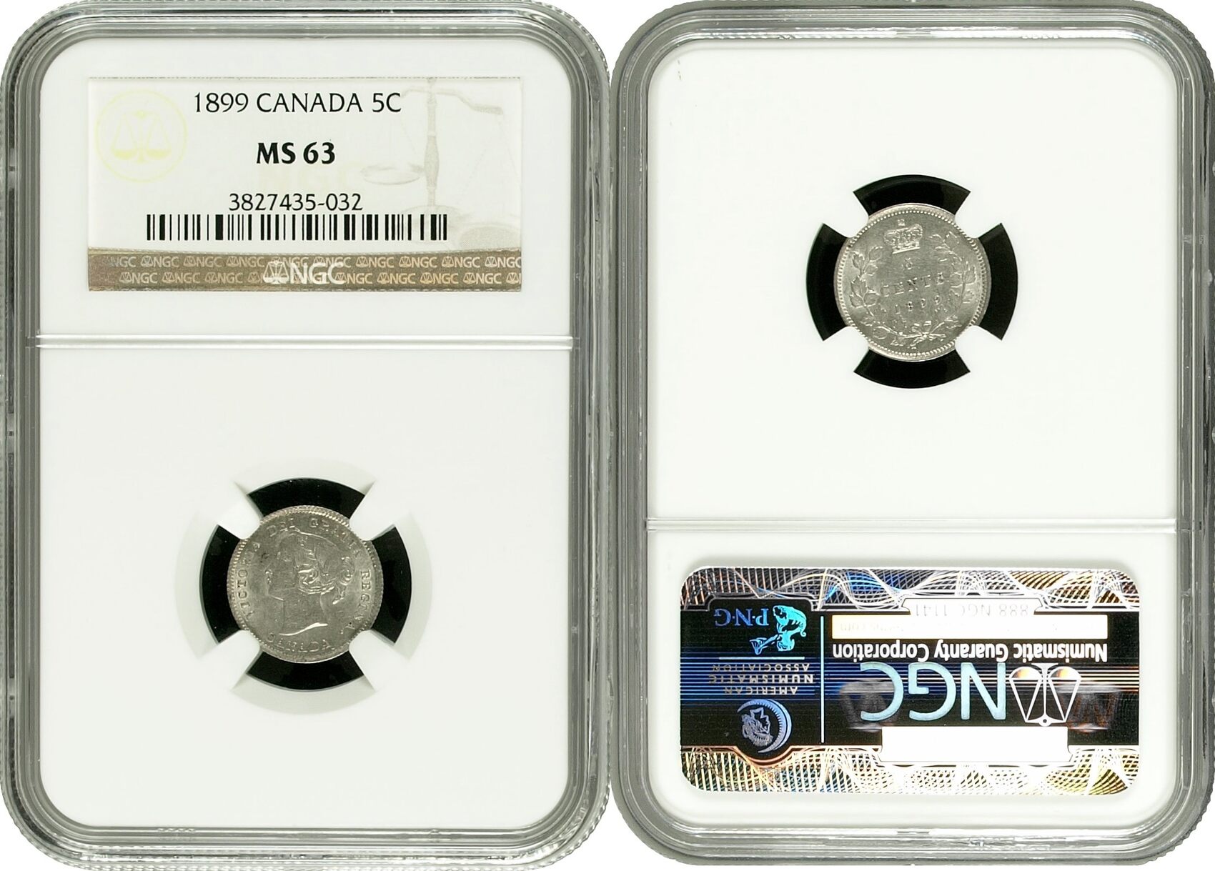 Canada 5 cents 1899, NGC MS63, Queen Victoria (1858 - 1901) silver coin ...