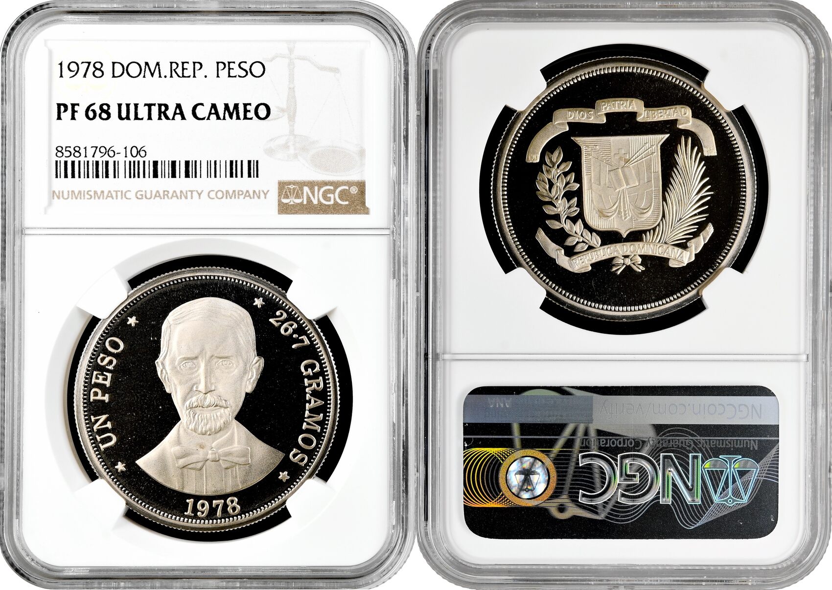 Dominican Republic 1 peso 1978, NGC PF68 UC, Republic (1937 - 2022 ...