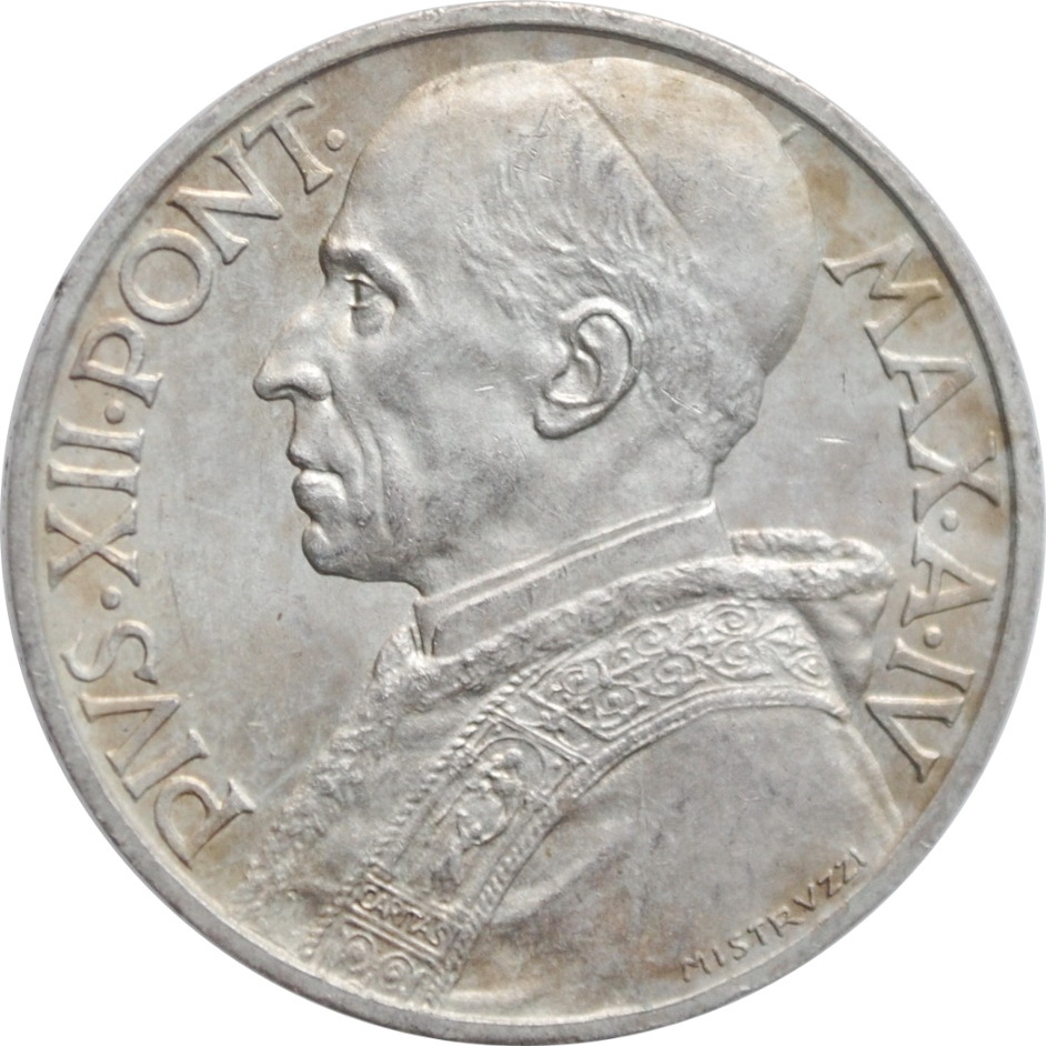 Vatican City 10 lire 1942, NGC MS64, Pope Pius XII (1939 - 1958) Vatican City 1942, NGC MS64 ...