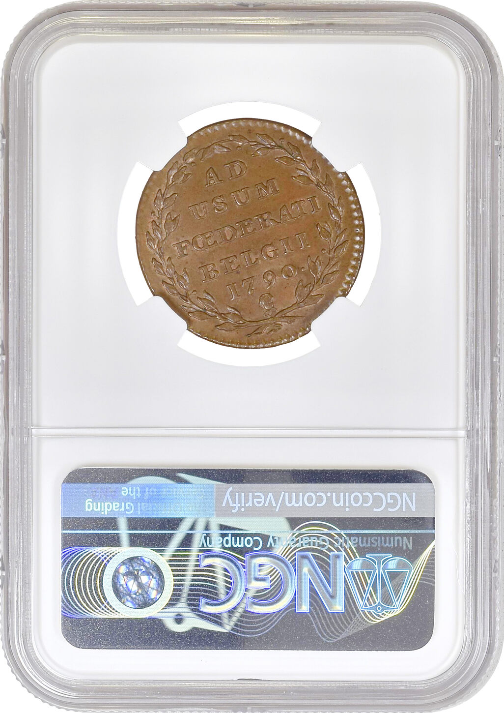 Austrian Netherlands 2 liards 1790, NGC MS62 BN, Independence of Belgium (1790) Austrian ...