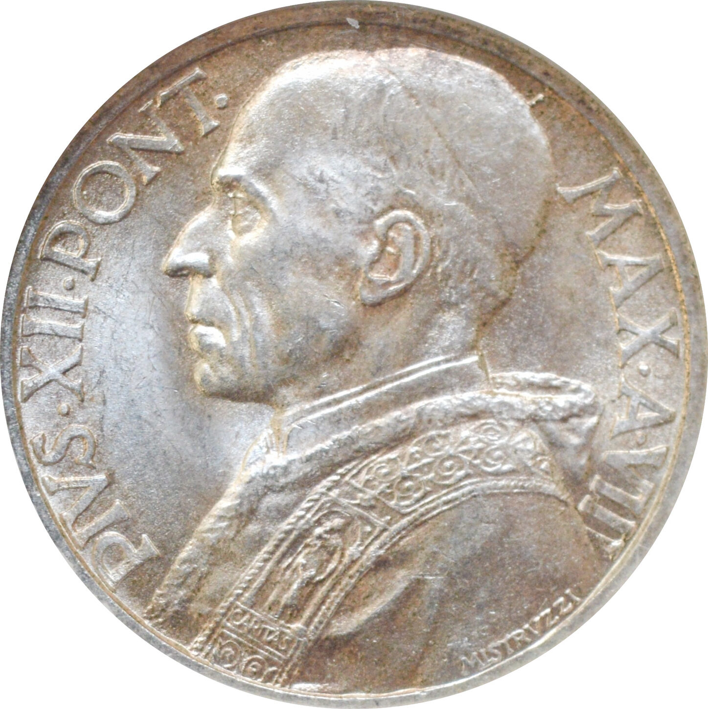 Vatican City 5 lire 1946, NGC MS64, Pope Pius XII (1939 - 1958) Vatican City 1946, NGC MS64 ...