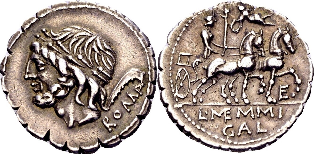 Roman Republican denarius 106 BC. L. Memmius Galeria Extremely fine ...