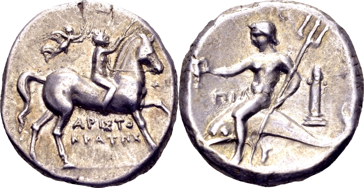 Ancient Greek didrachm Circa 272-240 BC. Calabria, Tarentum Good very ...