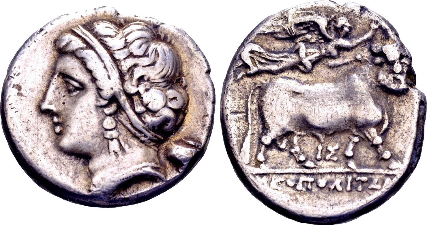Ancient Greek didrachm or nomos Circa 275-250 BC. Campania, Neapolis ...