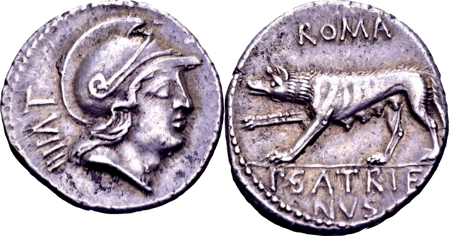 Roman Republican denarius 77 BC. P. Satrienus EF | MA-Shops